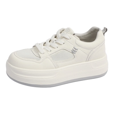 春季新款透气厚底增高小白鞋女