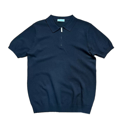 老钱风肌理感半拉链polo衫