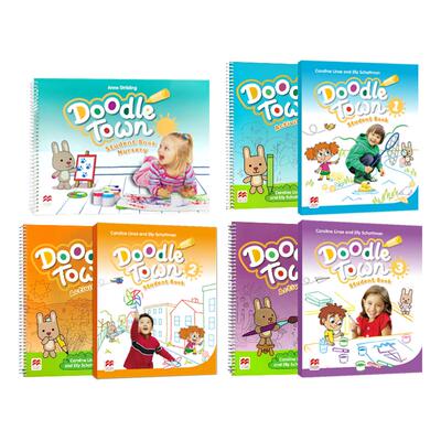 【原版正品】麦克米伦幼儿英语Doodle town涂鸦小镇麦克米伦幼儿英语预备1 2 3级别幼儿英语 3-6岁培训机构幼儿园综合国际学校教材