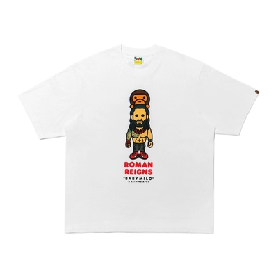 BAPE联名男装25年秋冬WWE罗门·伦斯卡通小猴印花短袖T恤X92310P