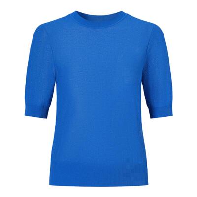 尹默醋酸棉U形领干爽蓝色毛衫