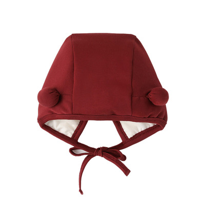 婴儿帽子儿童新年红色帽可爱防风