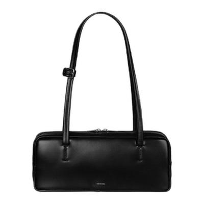 通勤实用简约皮质肩带法棍包