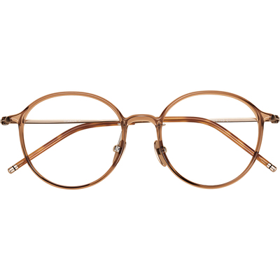 超轻纯钛茶色素颜眼镜女近视可配度数高级感韩系小圆框防蓝光镜片