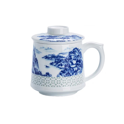 景德镇陶瓷青花玲珑瓷泡茶杯