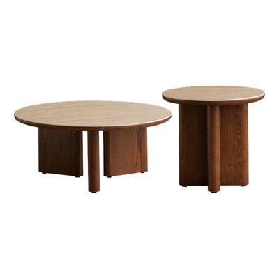 中古复古风组合茶几洞石岩板套几