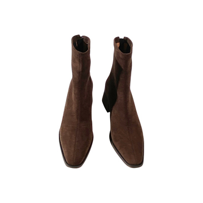 莲花府邸粗跟瘦瘦靴方头靴子