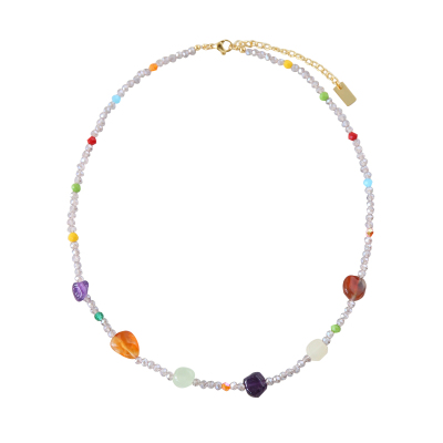 彩色石头串珠度假风项链