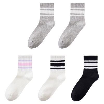 Pony波尼轻松袜中筒袜5双装年夏季新款透气袜子251W3AI03MO