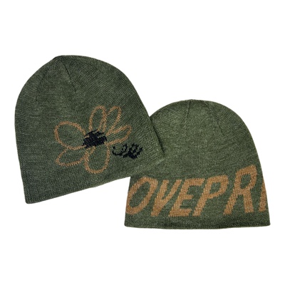 韩国提花小花双面可戴针织帽男女