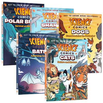 科学漫画系列5册 英文原版绘本 Science Comics Polar Bears 北极熊 猫 狗 英文版儿童图画故事书 小学生课外阅读动物科普认知读物