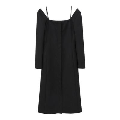 SOTHEA 21秋冬新款 Party场合B备重工羊毛精纺大开领小黑裙连衣裙