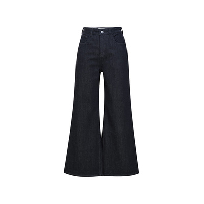 加绒保暖显瘦微阔腿牛仔裤