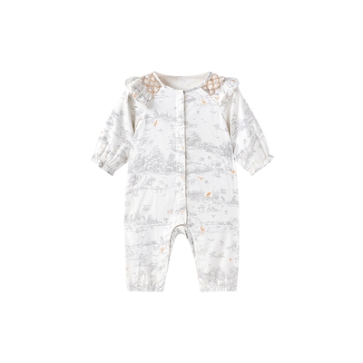 【商场同款】英氏新生婴儿连体衣秋季国风爬服新款女宝宝衣服