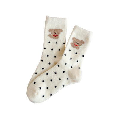 蓝色半岛秋冬加绒少女中筒袜子