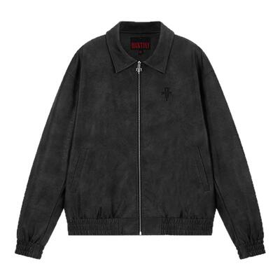 DICETINY云雾做旧PU皮夹克美式复古宽松休闲皮衣男生外套2025新款