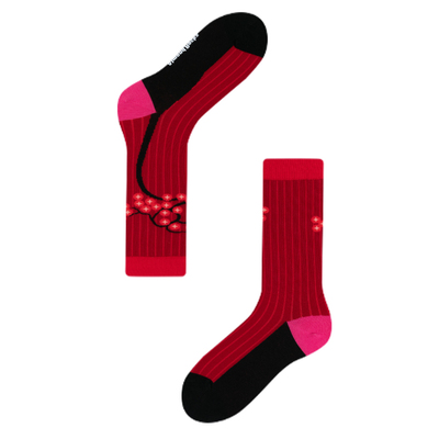 AR袜子女红色秋冬季新年袜本命年款显瘦中筒袜地板保暖防寒长筒袜