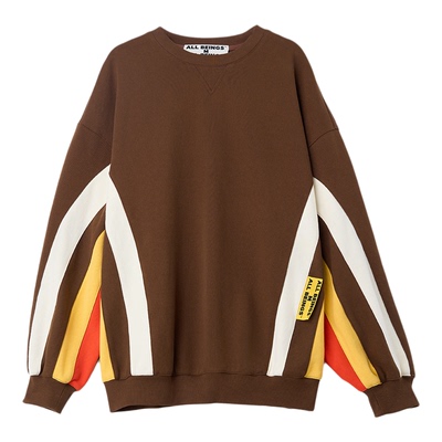 ALL BEINGS2025AW新品设计感百搭休闲深棕色撞色拼接结构卫衣