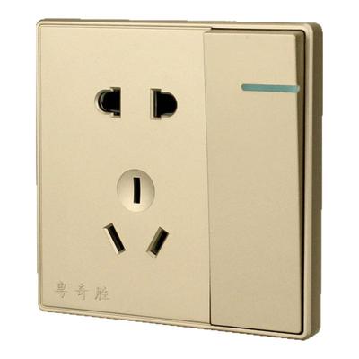 粤奇胜香槟金一开五孔带USB插座