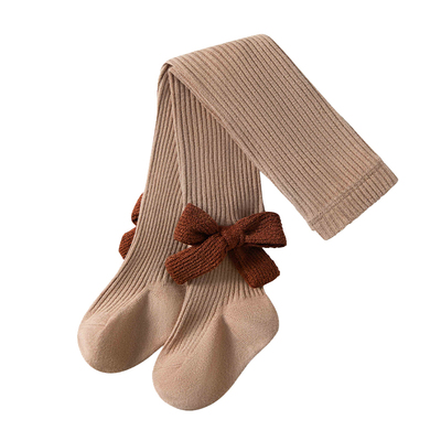 科巢女童连裤袜秋冬款宝宝纯棉灰色打底裤婴儿连脚袜子儿童长袜子