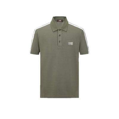 字母织带翻领短袖polo衫