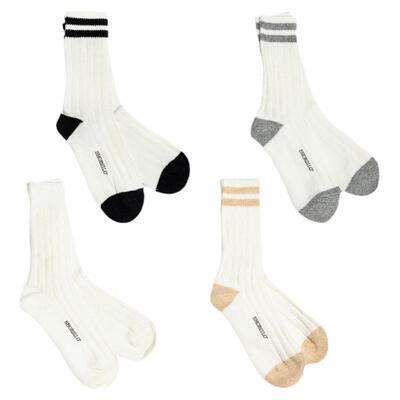 SHOESILO条纹粗线针织复古堆叠中筒长袜