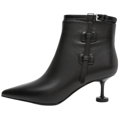 卡斯高欧美短靴细跟尖头