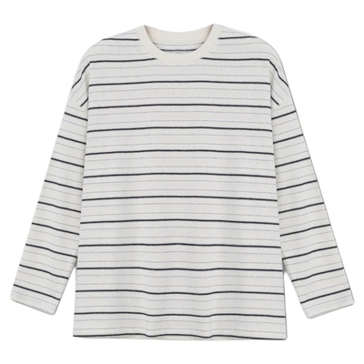 孙文秀studio 线条T恤 人手一件经典条纹宽松圆领长袖打底7189
