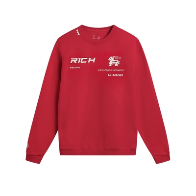 李宁马上有钱圆领无帽情侣卫衣