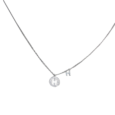 纯银项链女夏h字母潮小众设计感