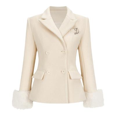 hiimdai含羊毛沙漏收腰毛呢外套