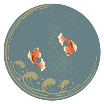 年年有鱼春节团年圆形桌垫皮革