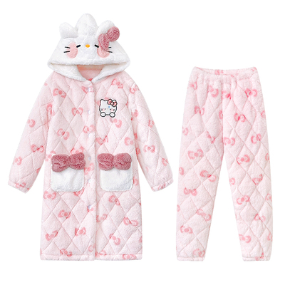 伊柔情睡衣女HelloKitty夹棉睡袍