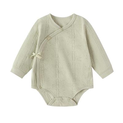 【清仓】babylove婴儿包屁衣纯棉睡衣春秋季提花宝宝绑带三角哈衣