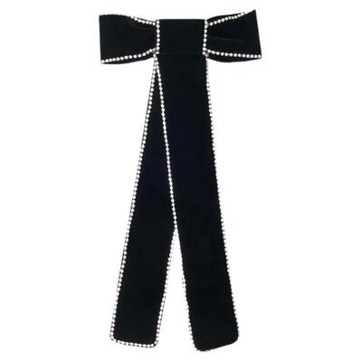 季末7折Maje2025秋季新款女装法式仿钻装饰边框黑色蝴蝶结发夹