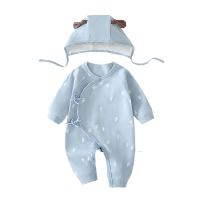 新生婴儿蝴蝶衣52码婴儿连体衣春秋纯棉哈衣爬服婴儿衣服送帽子