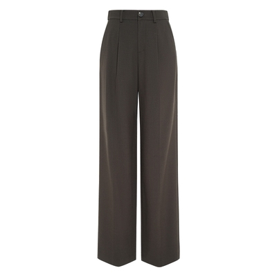 IDPAN女装极简阔腿裤春季新款时尚通勤气质百搭咖色宽松显瘦长裤