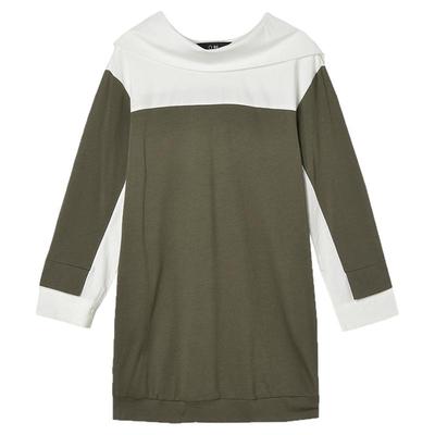 拼接短裙套头长袖连衣裙