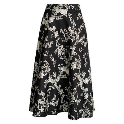 罗衣中长复古大摆提花半身裙