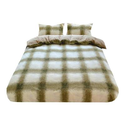 渐变格子多莉羊绒四件套牛奶绒