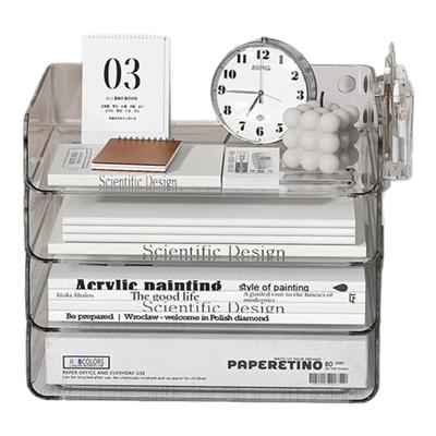 桌面透明文件架多层文件收纳盒资料文件框办公室文件座工位书本文件收纳架文具整理盒办公桌置物架文件放置架