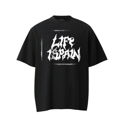 LifeisPain字母印花纯棉T恤