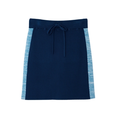 sly欧美风侧边拼色针织半身裙