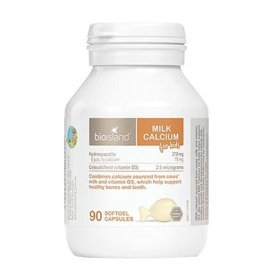 澳洲bio island 进口婴幼儿童宝宝液体牛乳钙维D胶囊 补钙片90粒