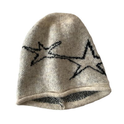 星星卷边针织堆堆帽大头围显脸小