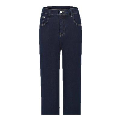 GCRUES高腰直筒复古九分牛仔裤女