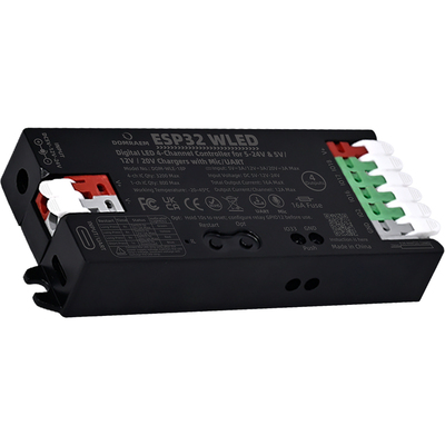 ESP32 WLED智能数字LED幻彩灯带条控制器带PD供电四路MIC音乐下载