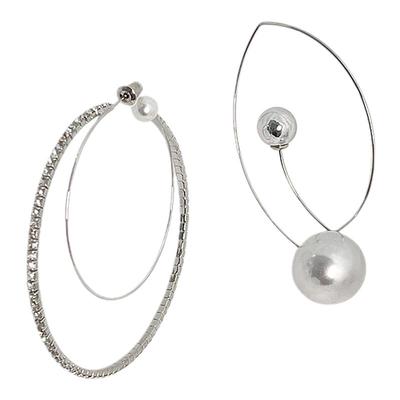 闪钻大圈不对称珍珠耳环小众设计