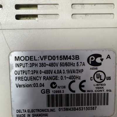 咨询后拍台达变频器VFD015M43B，1.5KW，三相380-48