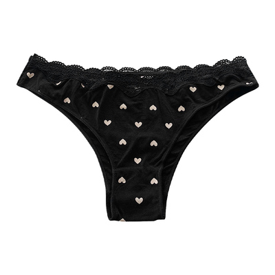 桃心爱恋 日系简约甜美内裤女纯棉蕾丝花边2026新款低腰三角裤
